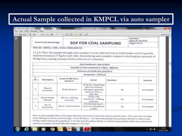 Coal quality sampling & preparation as per indian standard | PPT
