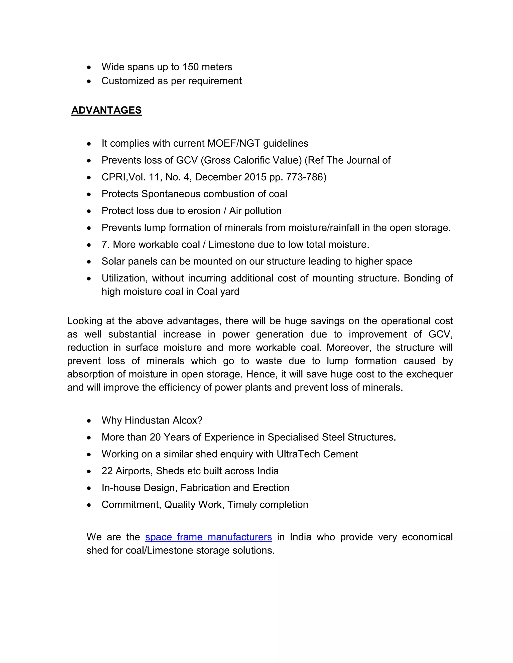 The most economical solution to cover coal and limestone stockyard | PDF