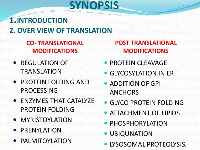 Co And Post Translationational Modification Of Proteins