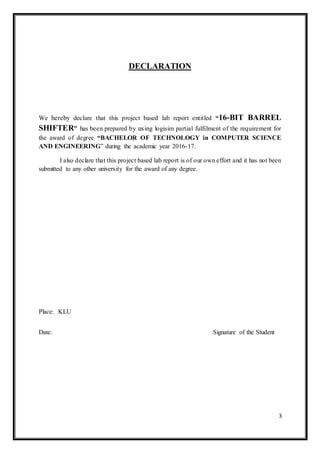 A Computers Architecture project on Barrel shifters | DOCX | Programming Languages | Computing