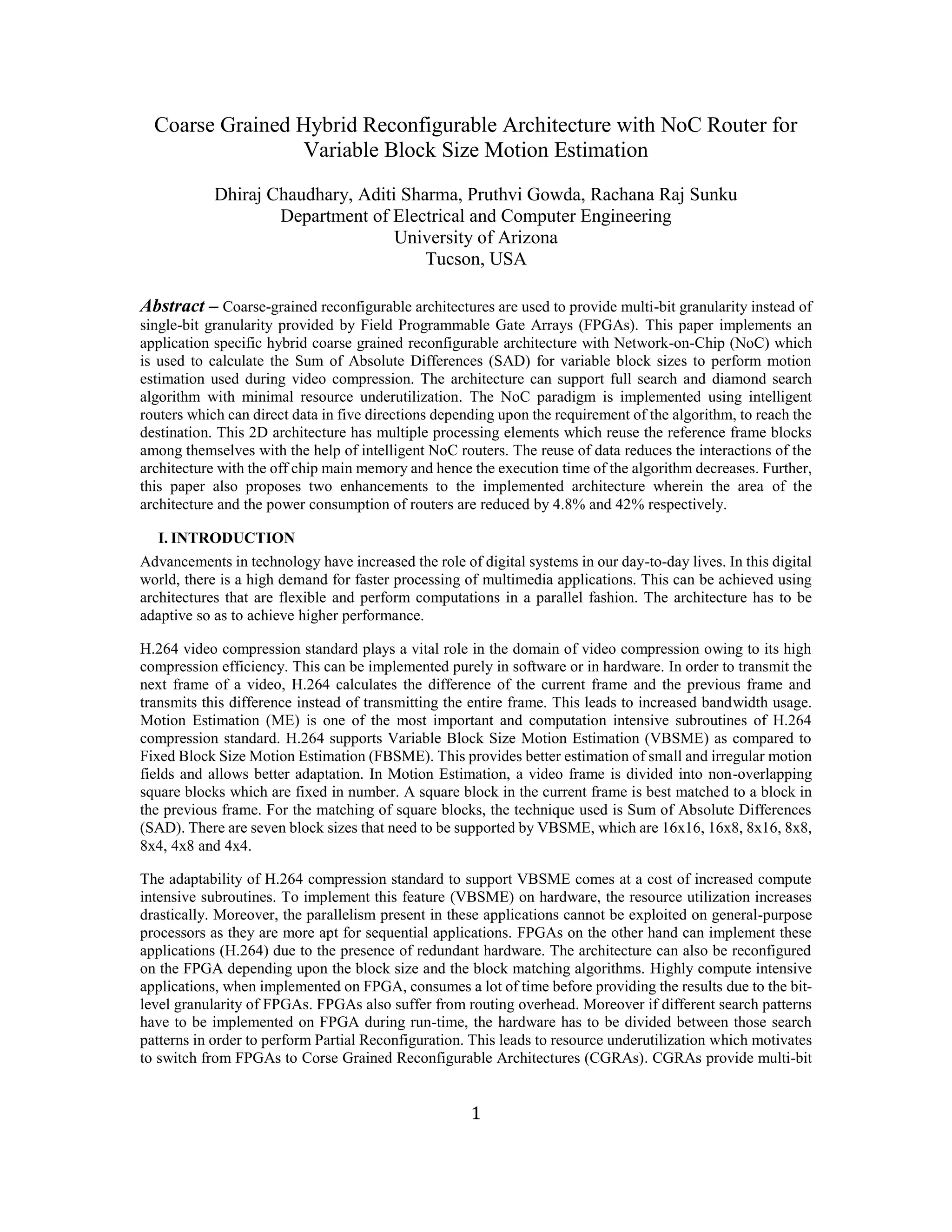 Coarse grained hybrid reconfigurable architecture | PDF