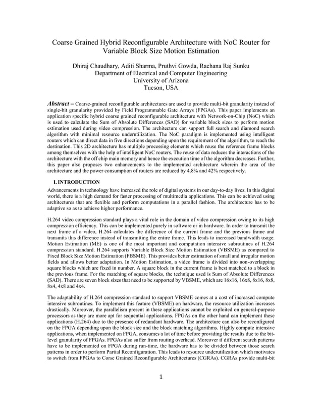 Coarse grained hybrid reconfigurable architecture | PDF