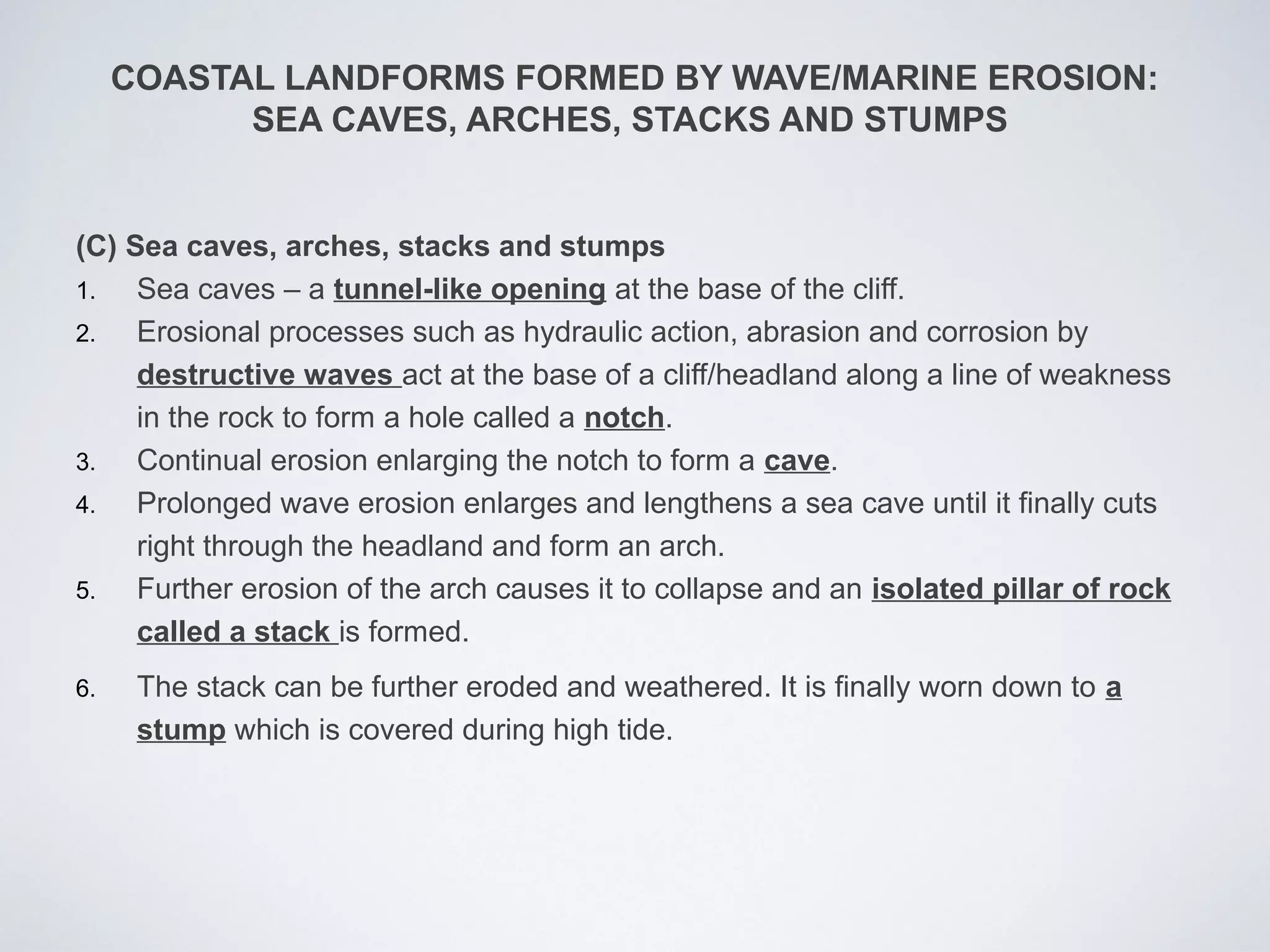 Coastal erosional processes and landforms lesson 4 | PPT