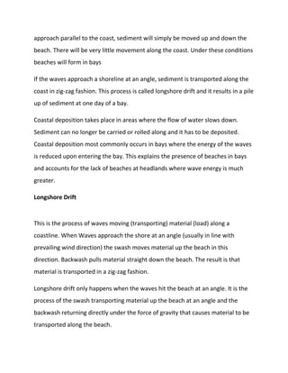 Coastal geography waves, features of erosion and deposition, longshore ...