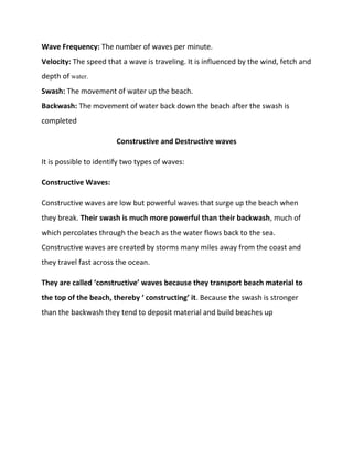 Coastal geography waves, features of erosion and deposition, longshore ...
