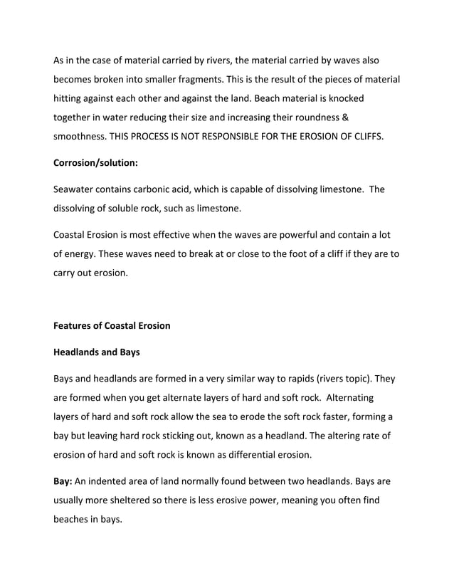 Coastal geography waves, features of erosion and deposition, longshore ...