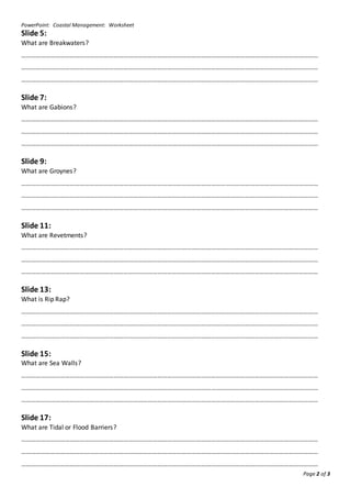 Coastal Management PowerPoint Worksheet | DOCX