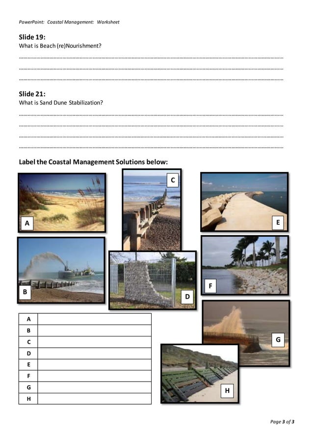 Coastal Management PowerPoint Worksheet | PDF