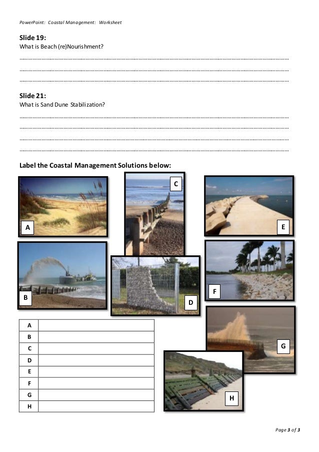 Coastal Management PowerPoint Worksheet