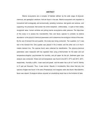 Coastal marine ecosystem scientific paper | DOCX