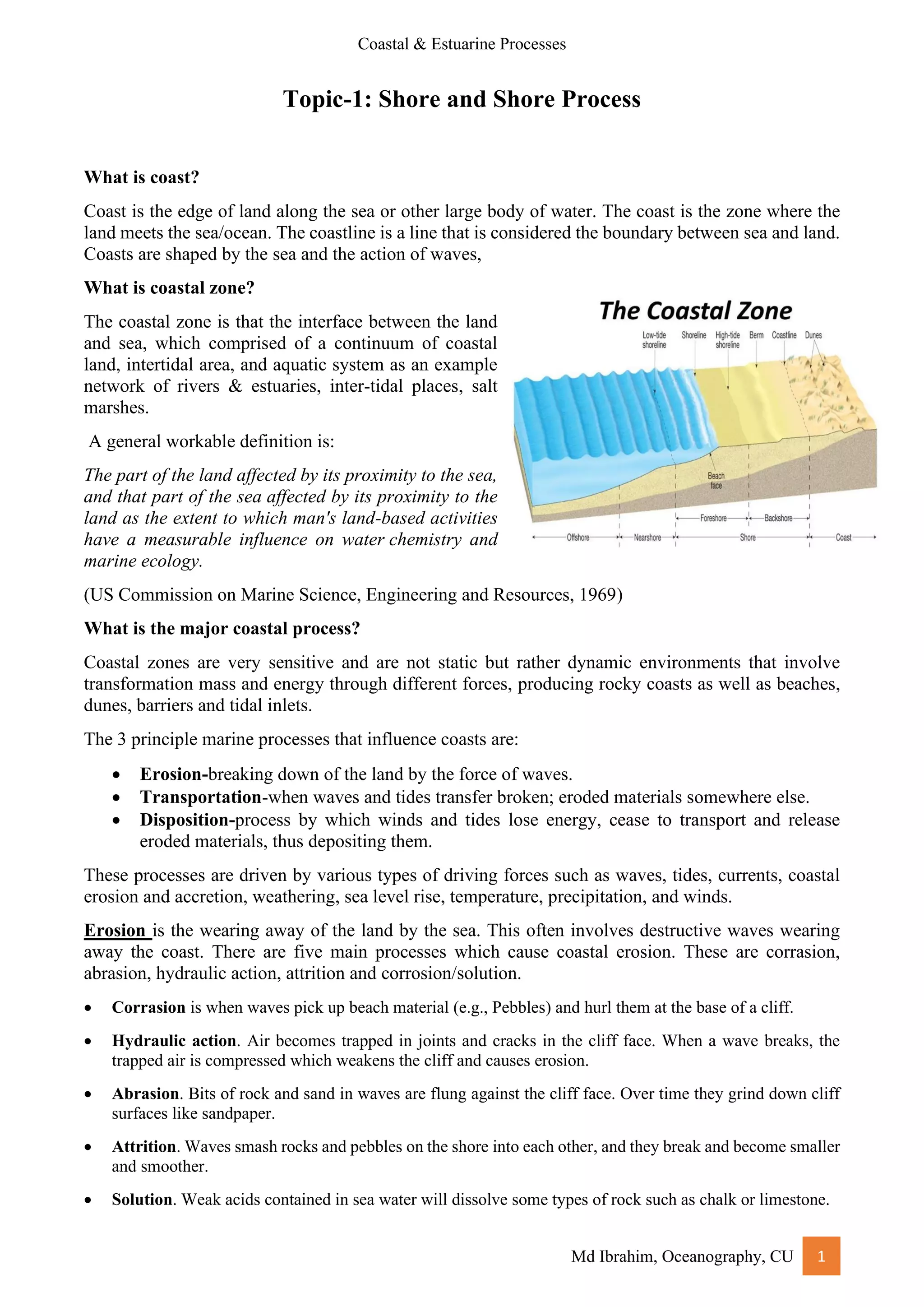Coastal Oceanography Notes | PDF