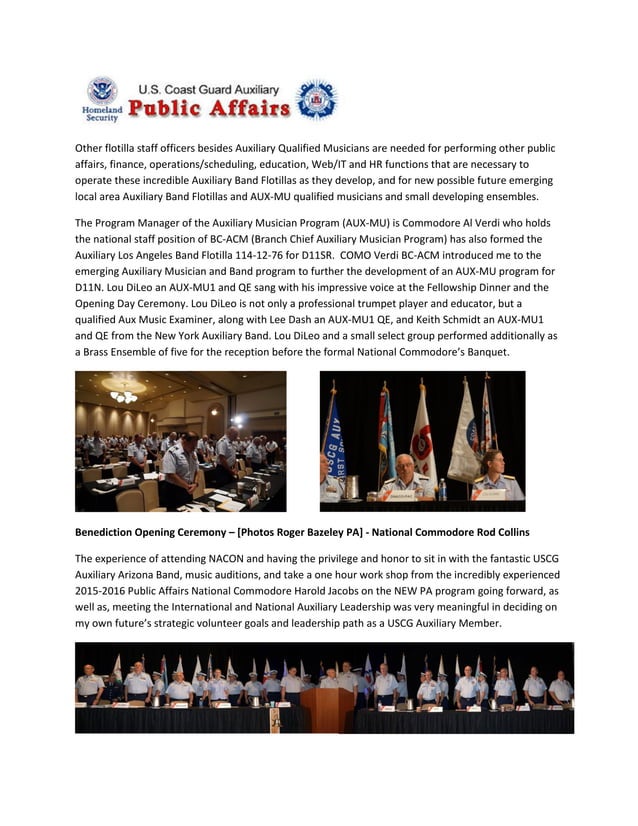 NACON 2016 USCG-Auxiliary, Roger Bazeley USCGAUX PA Report | PDF | World/International Music | Music