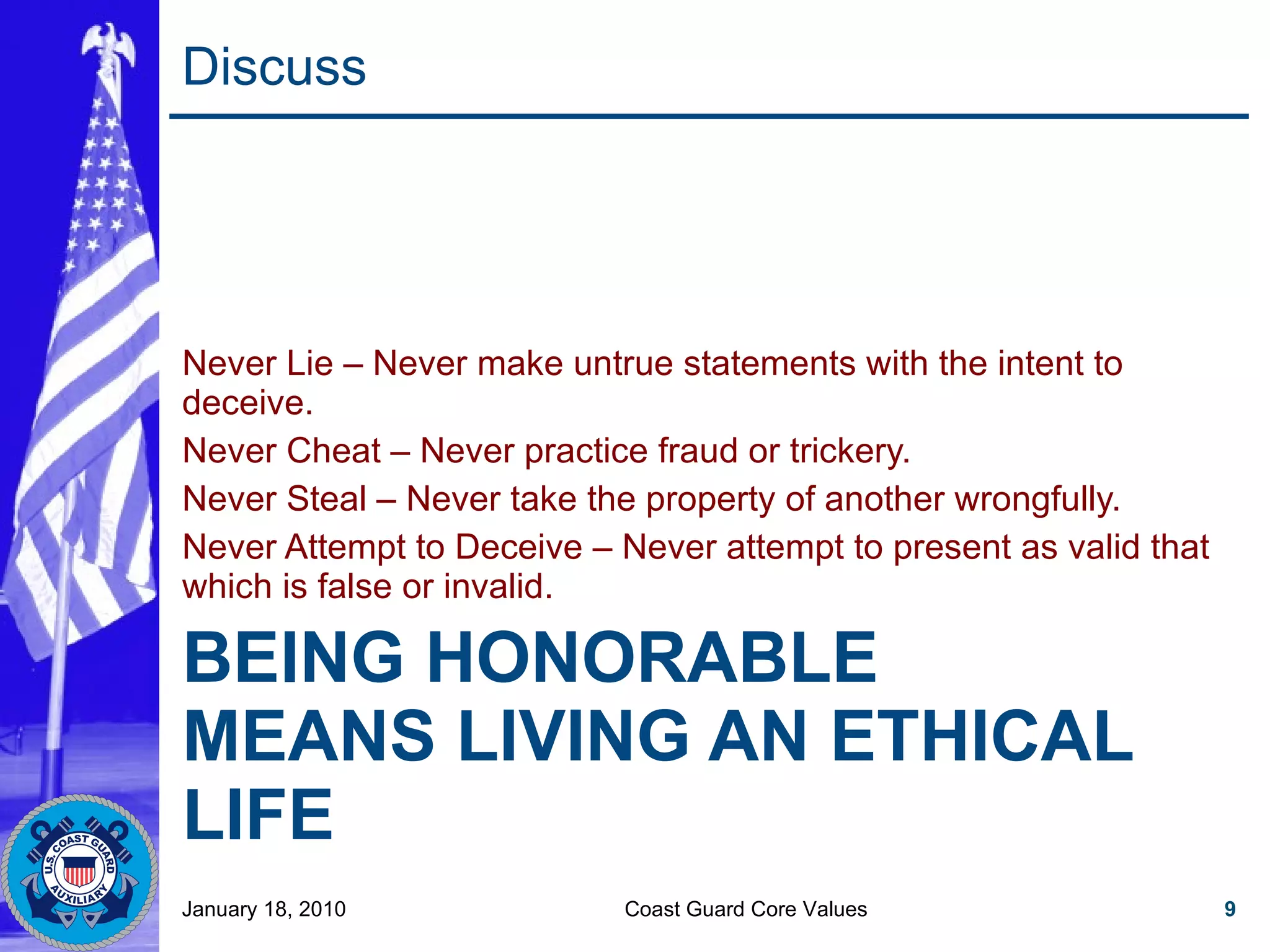 Coast Guard Core Values | PPT