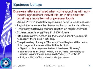 Coast Guard Correspondence | PPT | Business and Finance