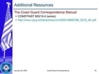 Coast Guard Correspondence | PPT