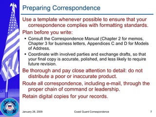 Coast Guard Correspondence | PPT | Business and Finance