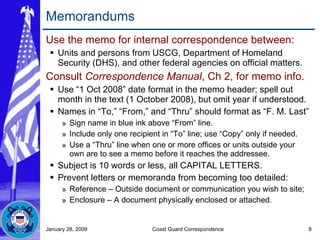 Coast Guard Correspondence | PPT | Business and Finance