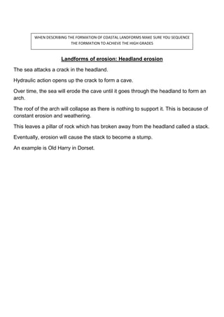 Coasts revision booklet | DOCX | Geography | Science