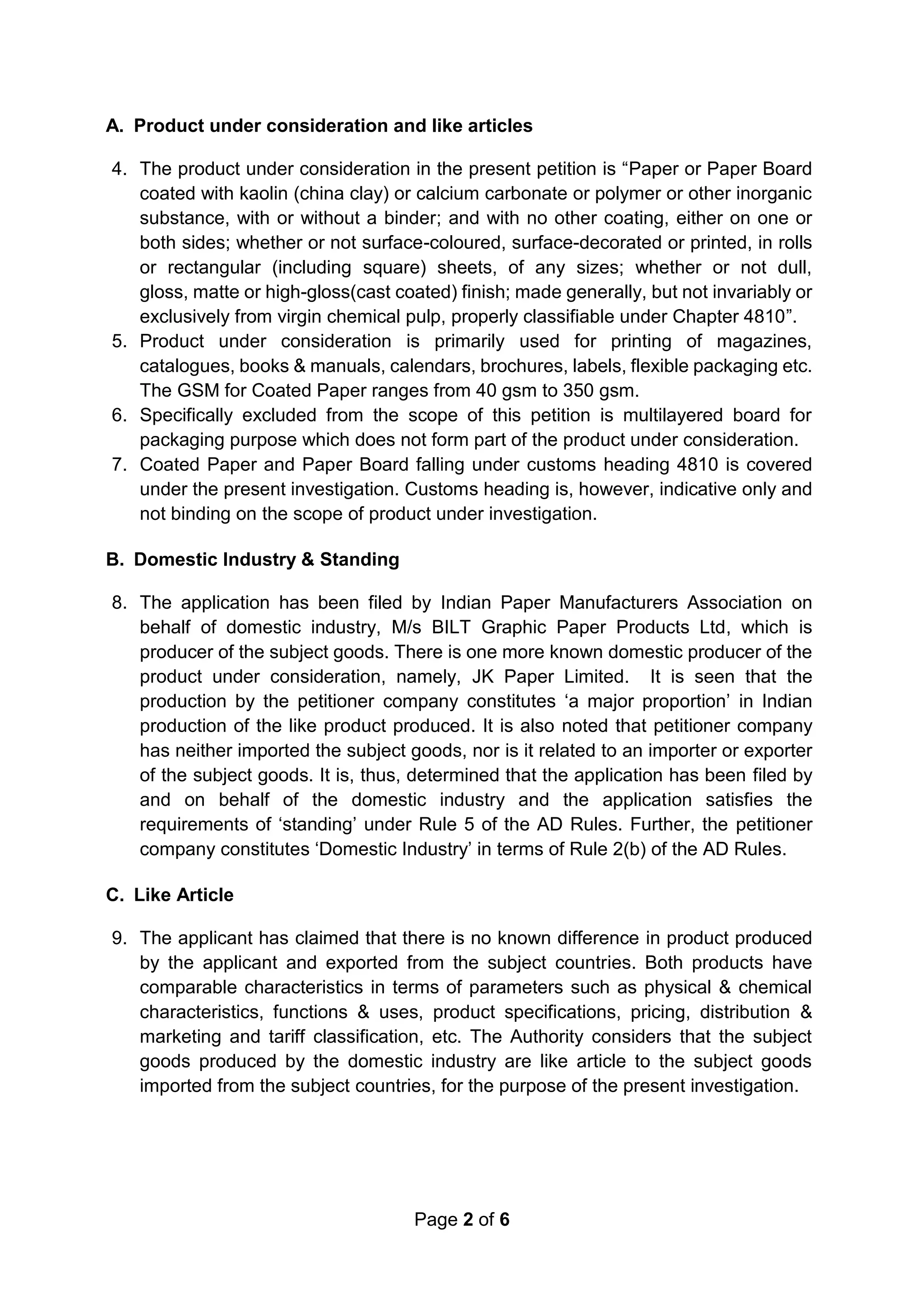 Coated paper initation notification | PDF