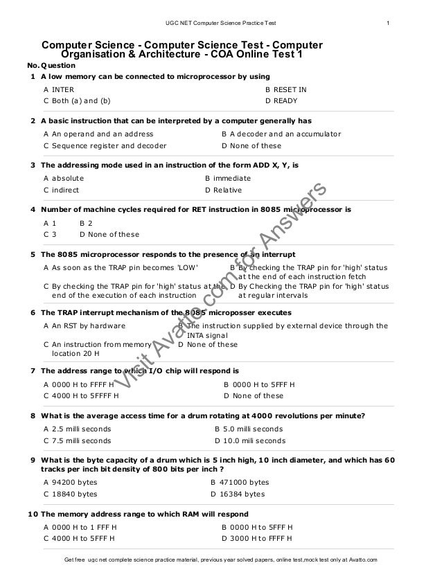 UGC NET Computer Science Test UGC NET Computer Science Test