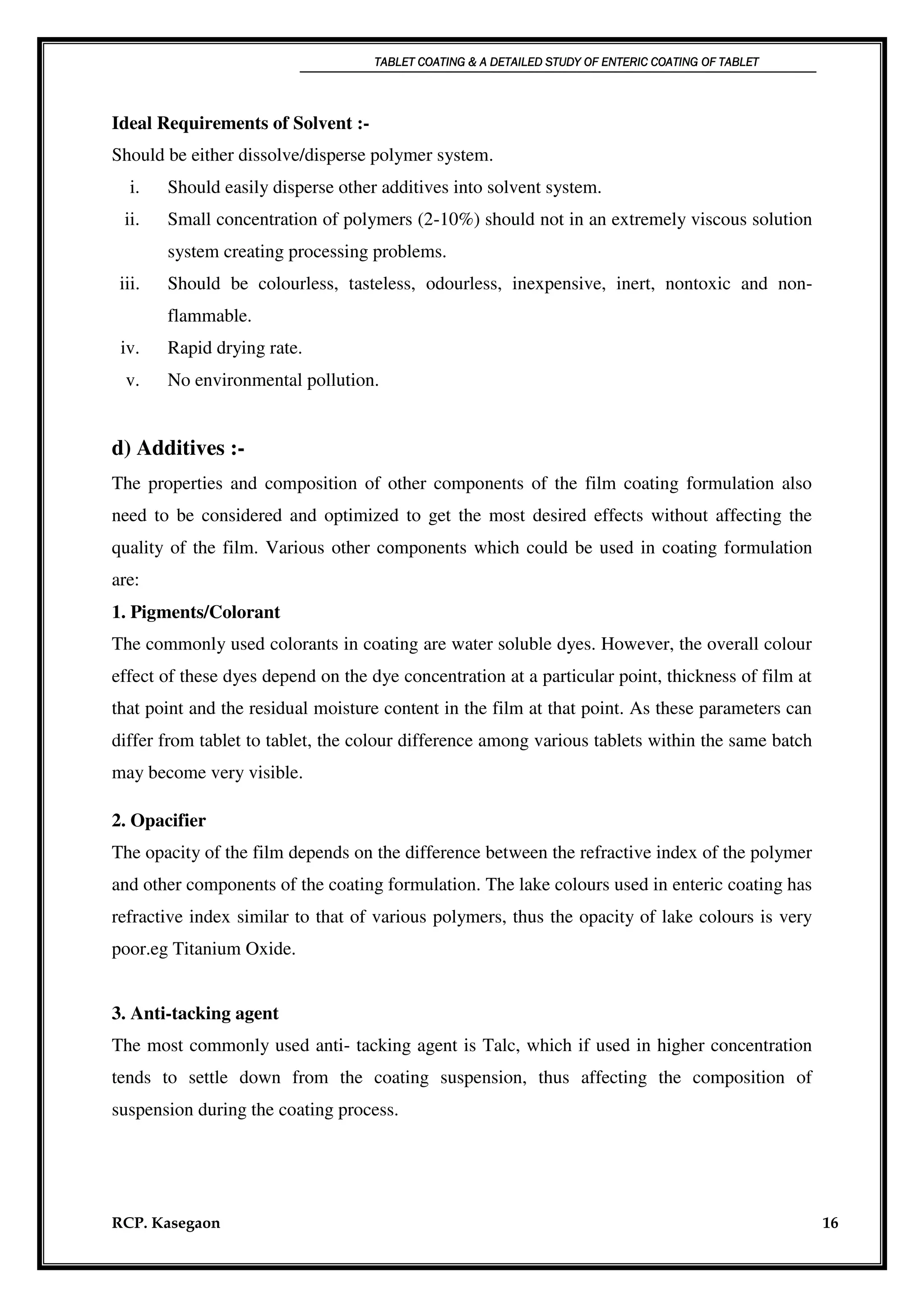 A Review on TABLET COATING & A DETAILED STUDY OF ENTERIC COATING OF ...