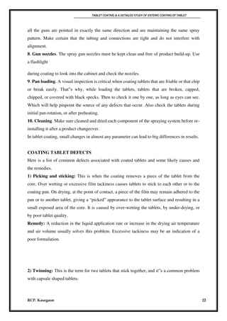A Review on TABLET COATING & A DETAILED STUDY OF ENTERIC COATING OF ...