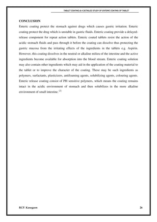 A Review on TABLET COATING & A DETAILED STUDY OF ENTERIC COATING OF ...