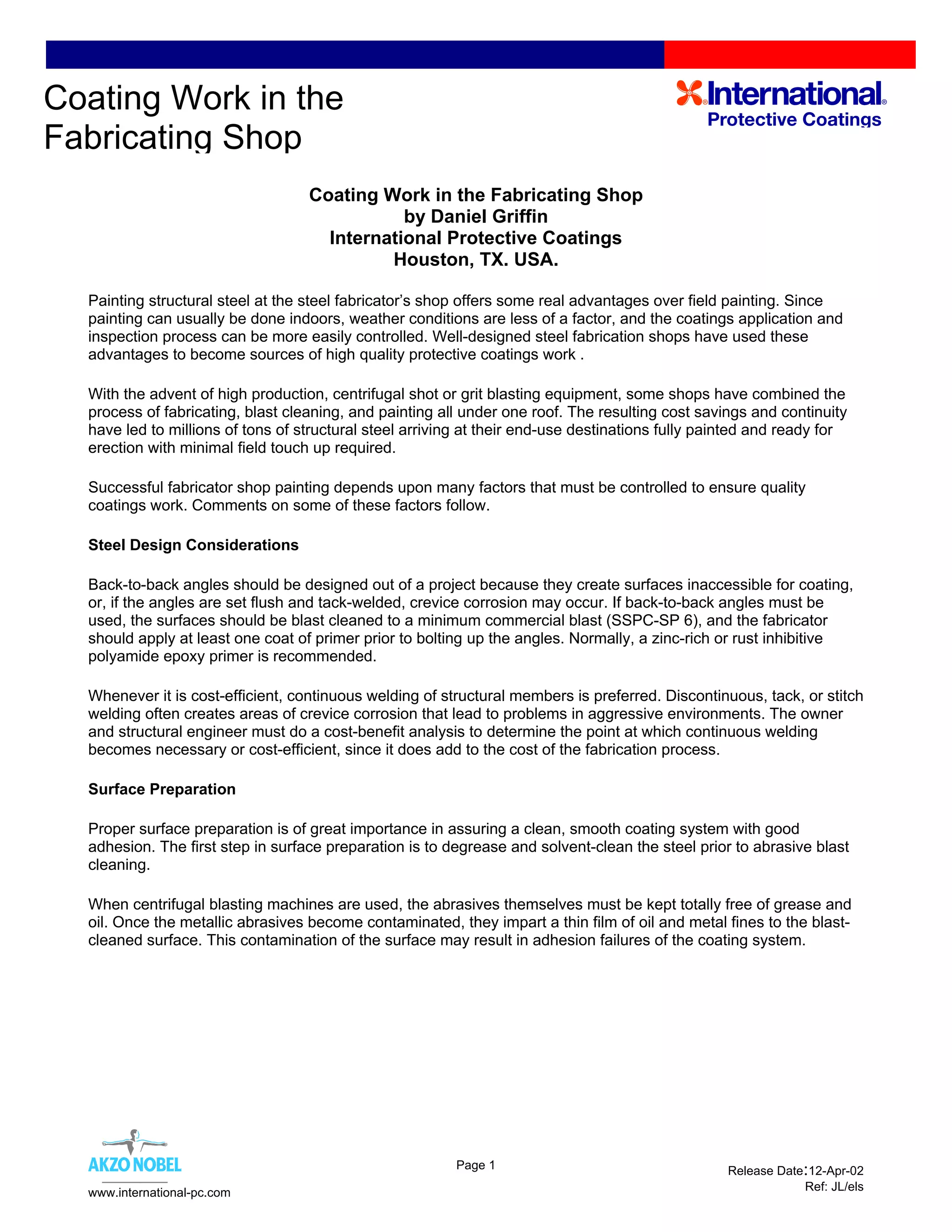 Coating work in the fabrication shop | PDF