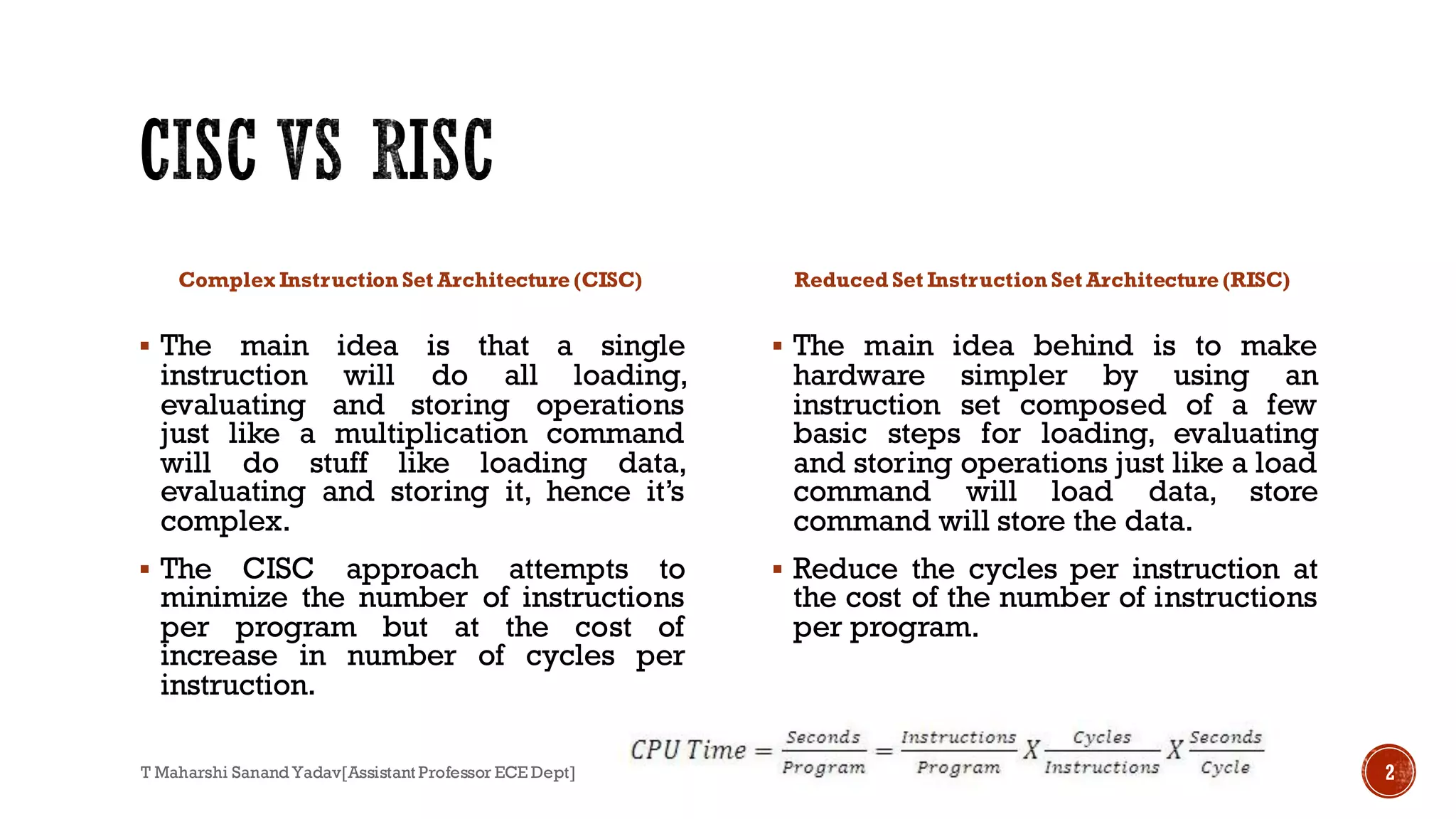 Coa unit 3 part 2 cisc vs risc | PPT