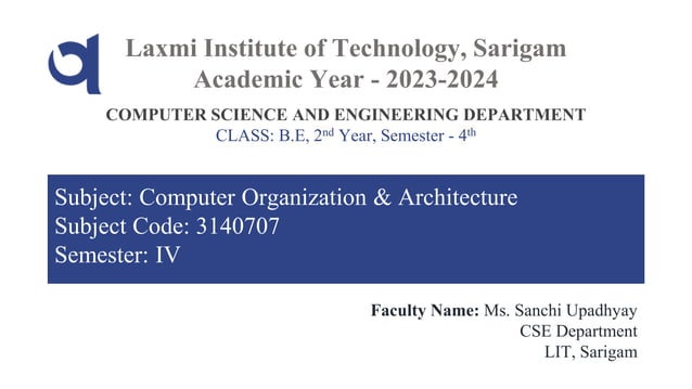 Computer Organization & Architecture (COA)Unit 4 | PPTX