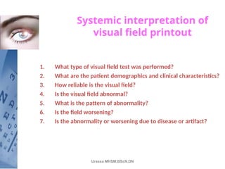 COA visual field and reading notes in student | PPT