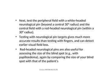 COA visual field and reading notes in student | PPT