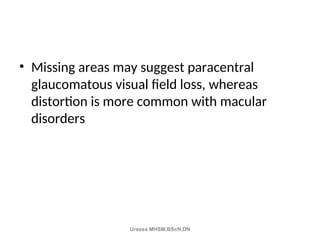 COA visual field and reading notes in student | PPT
