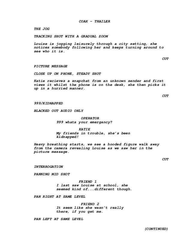 Coax - Trailer Script
