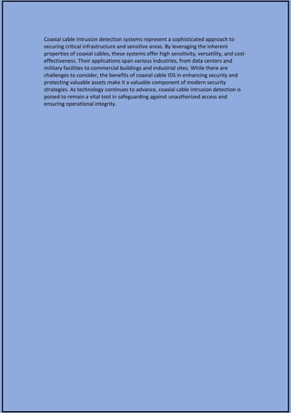Coaxial Cable Intrusion Detection and Enhancing Security with Cutting ...