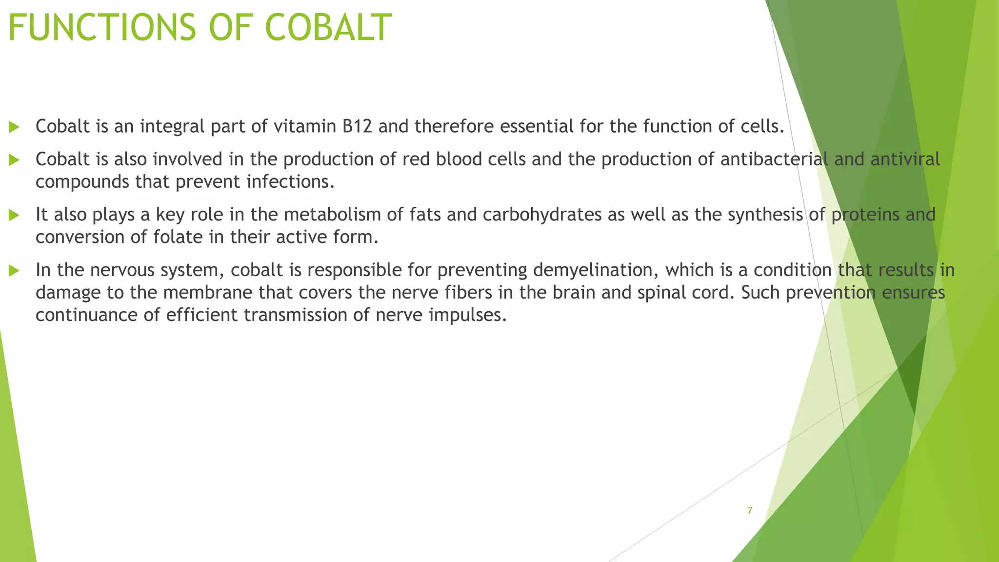 Cobalt(co) bch 628 (advanced nutritional biochemistry) | PDF