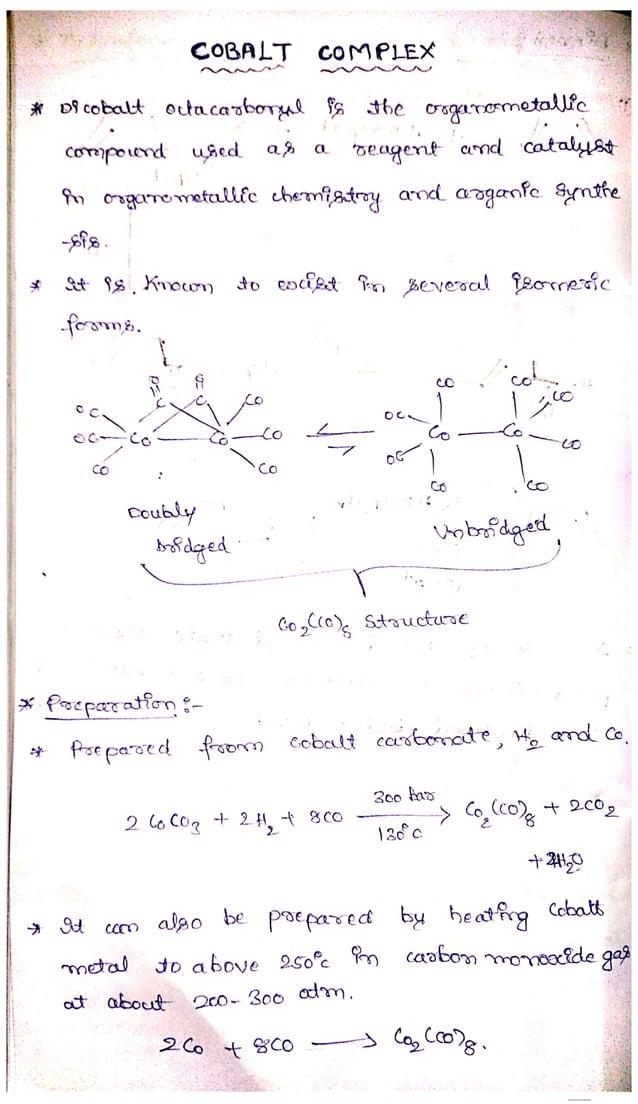 Cobalt complex use in insertion of CO | PDF