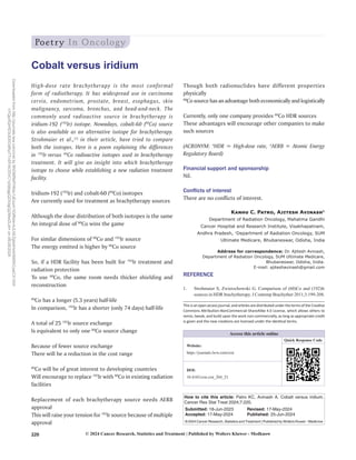 cobalt_versus_iridium by DR Kanhu Charan Patro | PDF