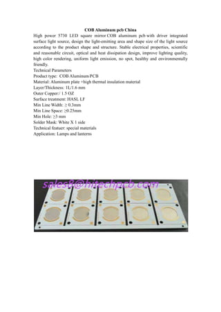 COB Aluminum printed circuit board made in China | PDF