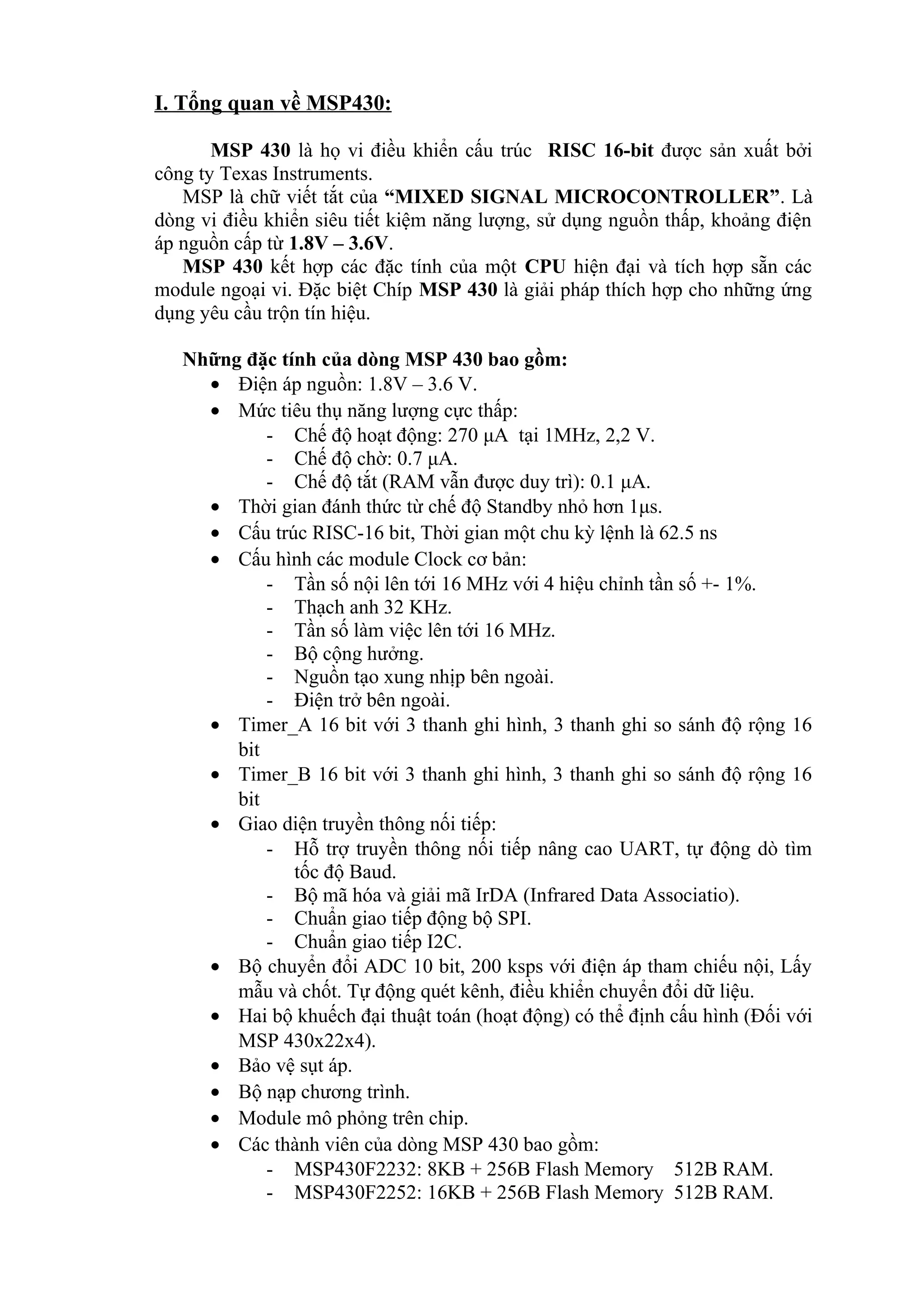 Co ban ve msp430 | DOC