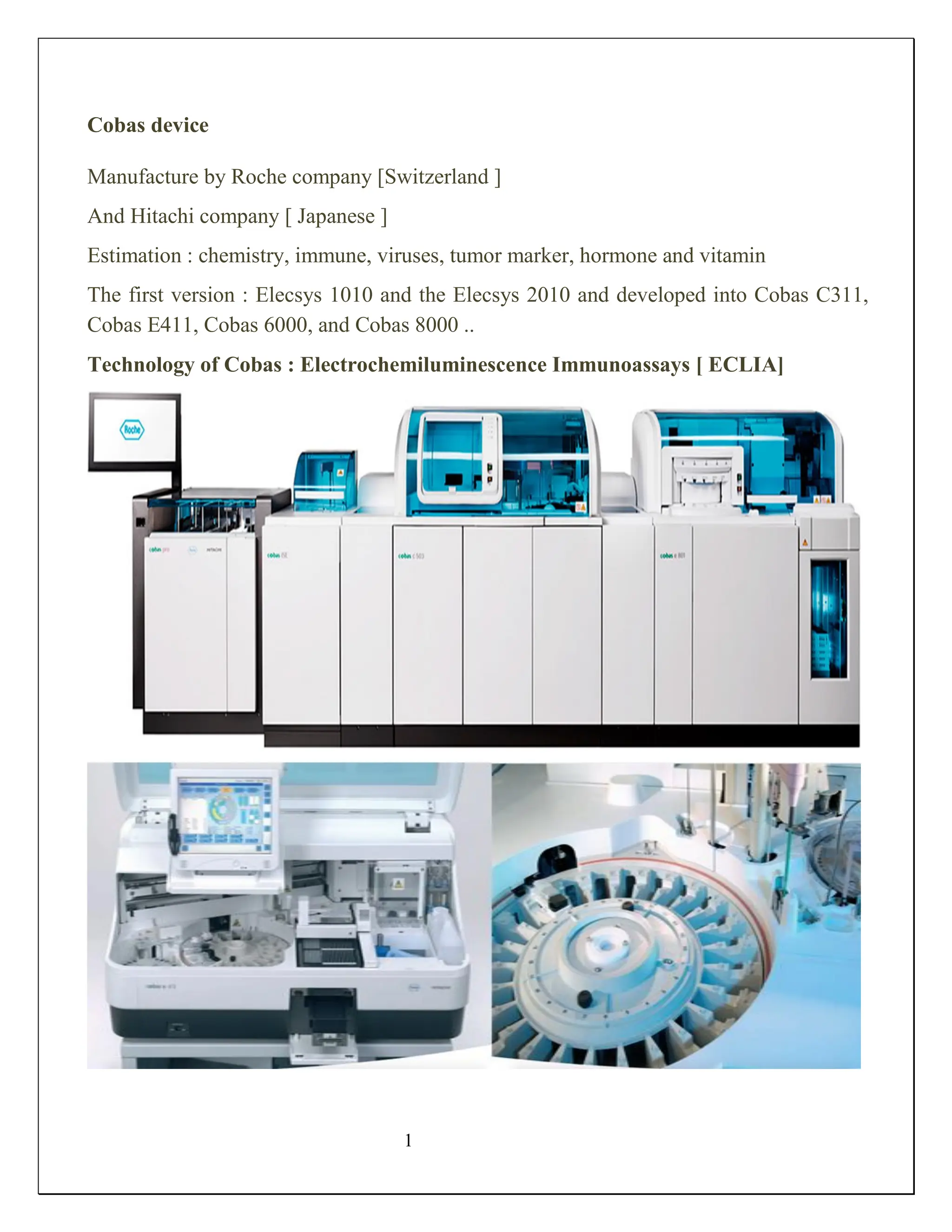 Cobas device Electrochemiluminescence Immunoassays | PDF