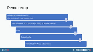 COB - Azure Functions for Office 365 developers | PPT