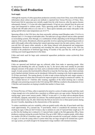 Cobia seed production | PDF