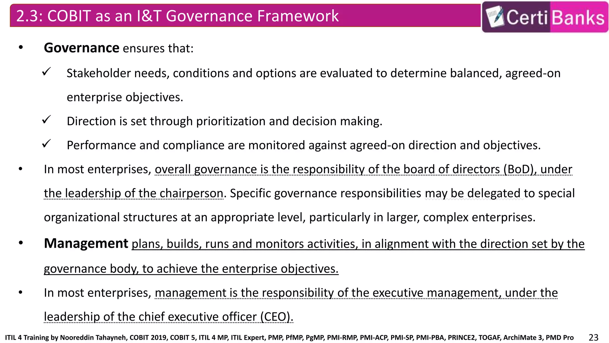 Cobit 2019 foundation study material | PDF
