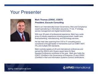 COBIT 2019 webinar Use Cases: Tailoring Governance of Your Enterprise ...