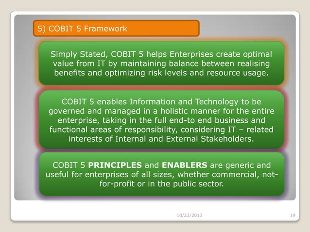 Cobit 5 Business Framework Governance And Management Of Enterprise It Pptx It And Internet