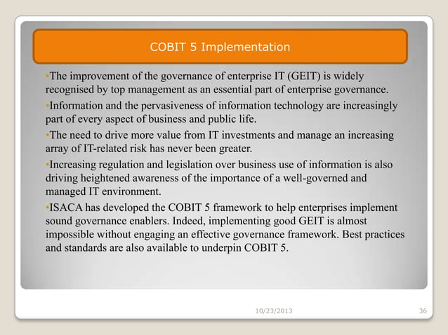 Cobit 5 Business Framework Governance And Management Of Enterprise It Pptx It And Internet