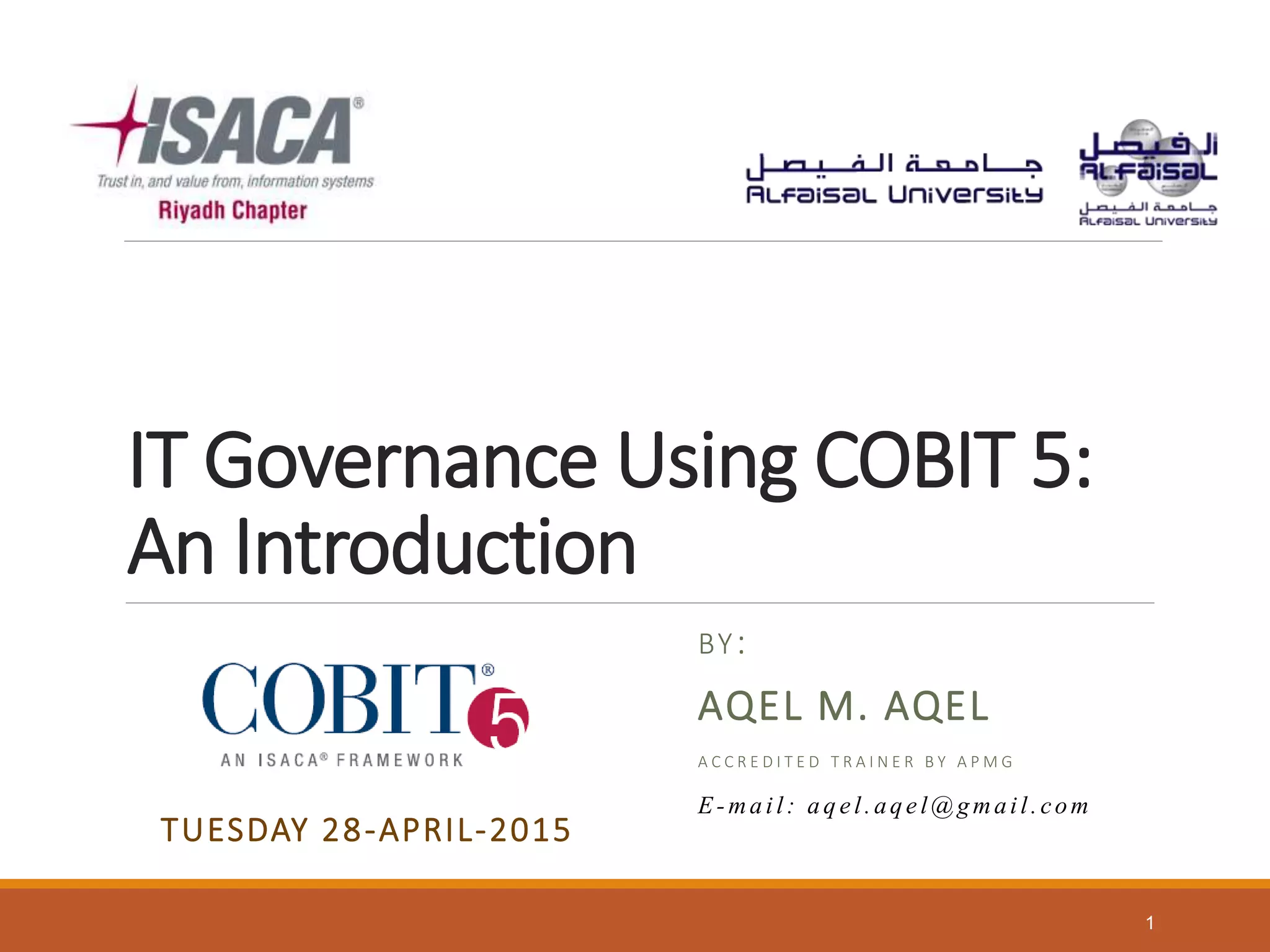 COBIT 5 IT Governance Model: an Introduction | PPTX