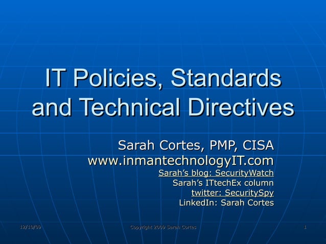 COBIT and IT Policy Presentation | PPT | Operating Systems | Computer Software and Applications
