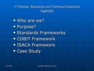 COBIT and IT Policy Presentation | PPT | Operating Systems | Computer Software and Applications